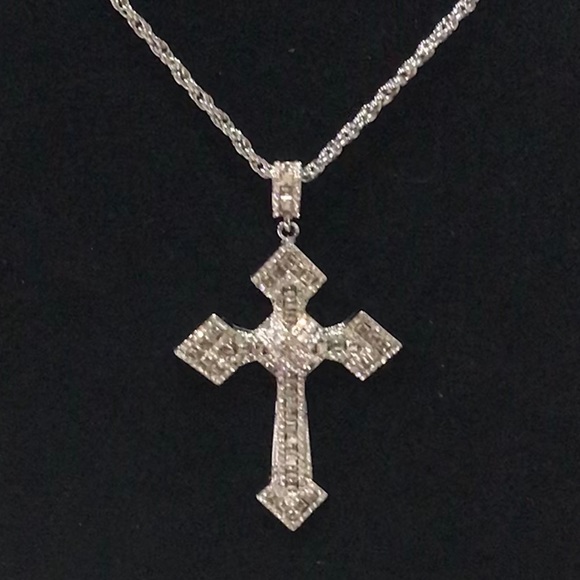 Jewelry | Blinged Out Crystal Cz Cross Pendant Necklace | Poshmark